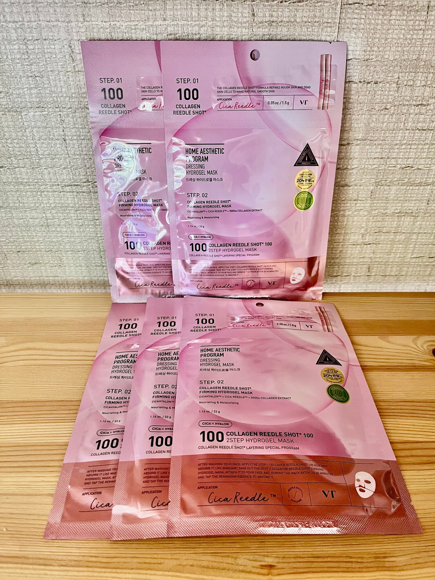 VT COLLAGEN REEDLE SHOT 100 2STEP HYDROGEL MASK Двухэтапные маски с коллагеном для лифтинга и упругости кожи, 5 шт