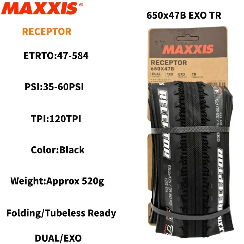 Шины Maxxis RECEPTOR GRAVEL 650x47B 700x40C 650x47B EXO TR