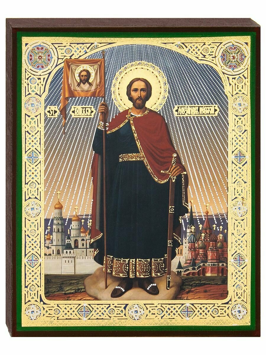 Икона "Святой князь Александр Невский", аналойная, 15,8 см x 1,8 см