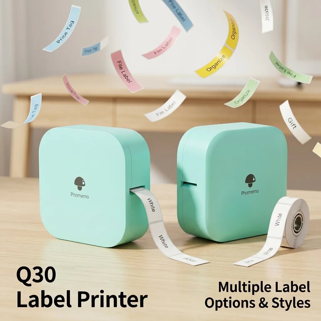 Phomemo Q30 Термопринтер для этикеток Белый, White add 9 roll 3 — фото 1