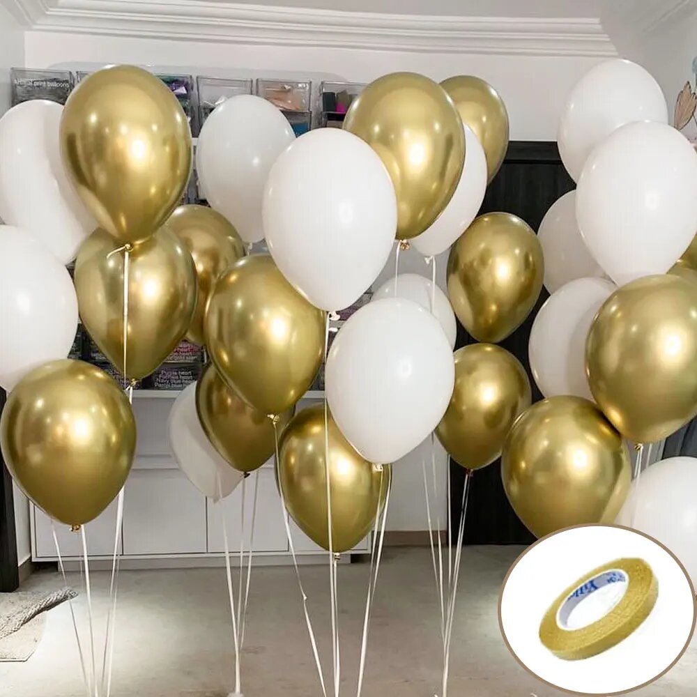 Белые хромированные золотые шары MicroPlush 10 дюймов Light Gold White