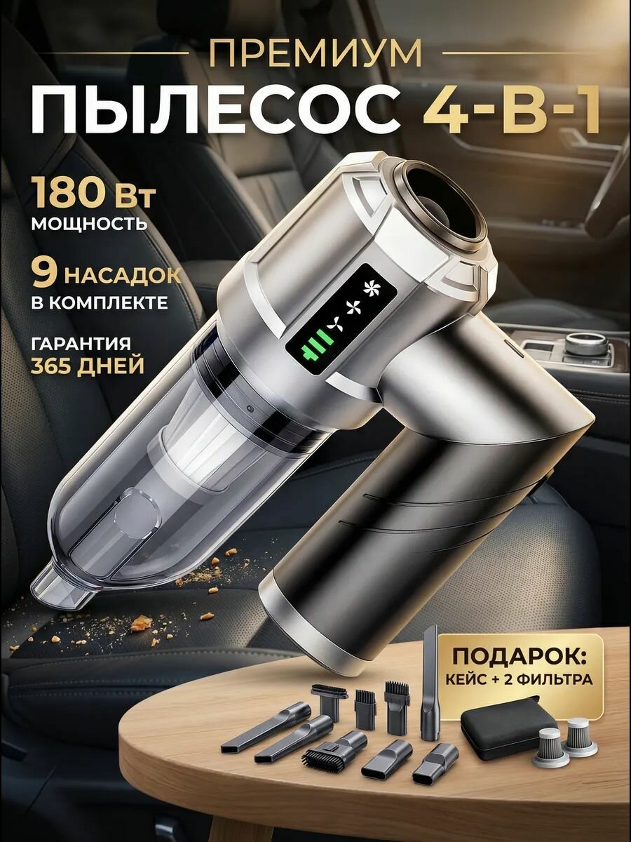 Воздуходувка для компьютера аккумуляторная 16000 об/мин, ветродуйка-пылесос 4 в 1, для авто, дачи и мангала, 9 в 1