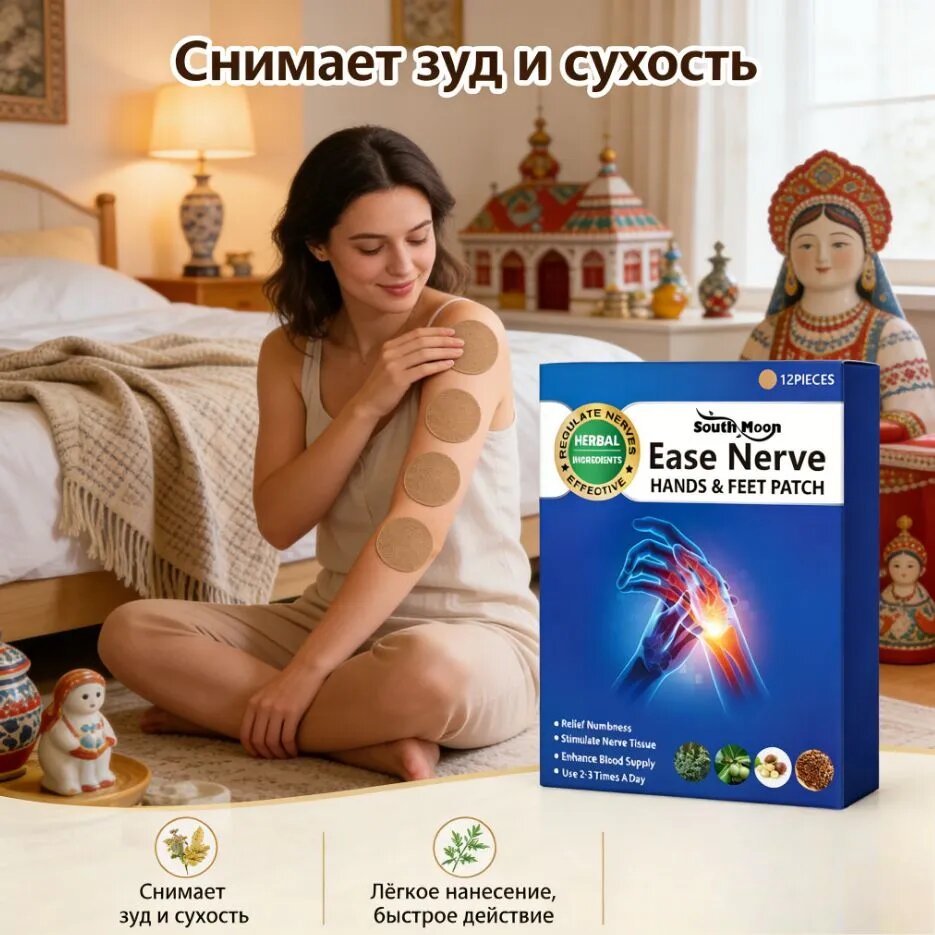South Moon Ease Nerve Пластырь для рук и ног, Быстрое облегчение боли и онемения