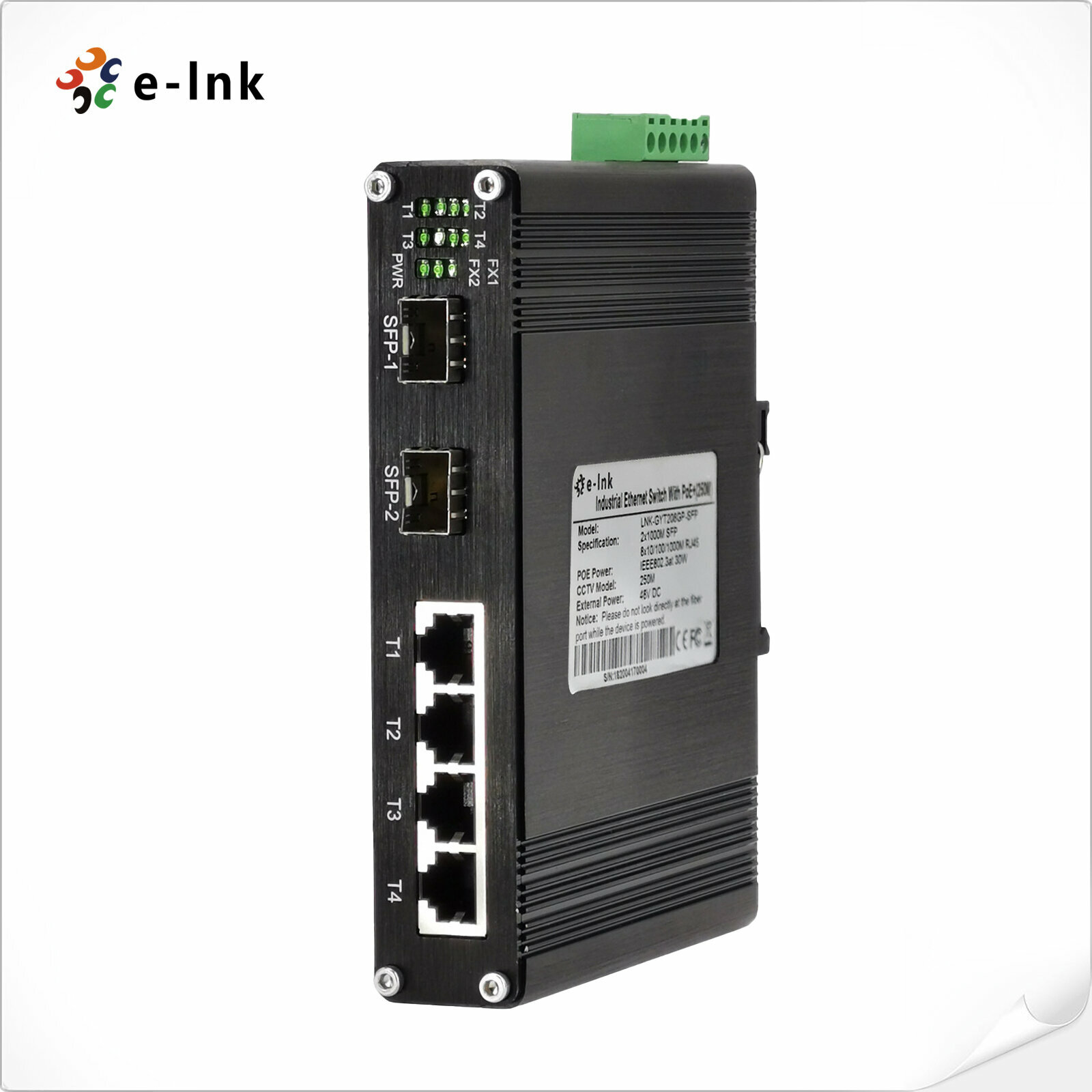 4-портовый гигабитный Ethernet-коммутатор SFP с оптоволоконным подключением (4×RJ45 + 2×SFP) — LNK-IMC204G
