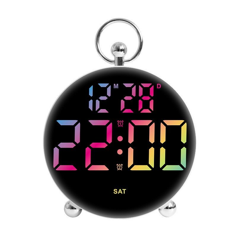 Creative led desk clock with date and week indicator for study room decor, multicolor