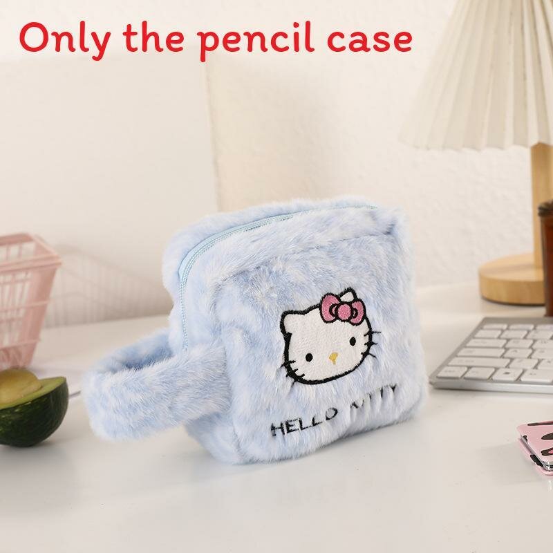 Cute hellokitty plush money wallet for students girls compact cosmetic case for daily use blue