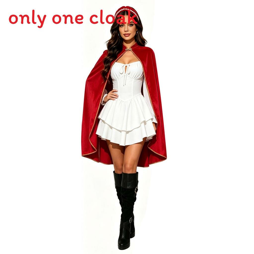 Stand collar gothic cape for theatrical acts and halloween cosplay with vintage look, red