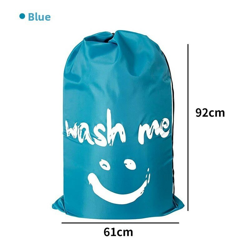 Bag large capacity cotton linen with drawcord for travel and bedroom organization brand unknown, blue