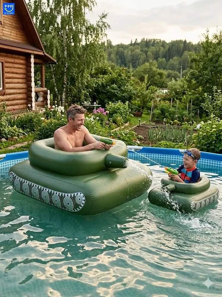 Надувной танк для бассейна с водометом и сиденьем