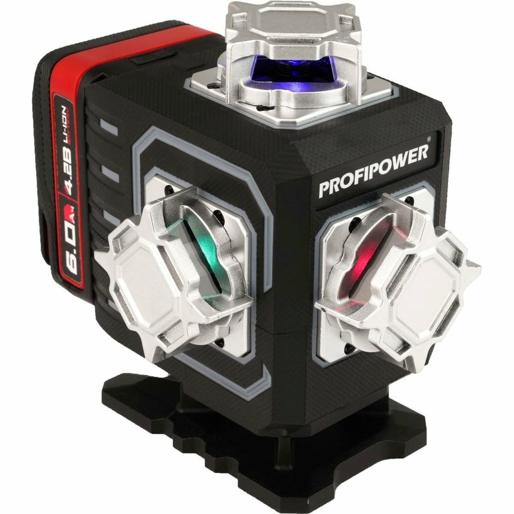 Лазерный нивелир Profipower NL-16G (16 лучей, лазер - зеленый, синий, красный, фиолетовый, Li-ion-2шт. 6.0Ач, пульт ДУ, переходник, штатив, кронштейн, в коробке) E0292