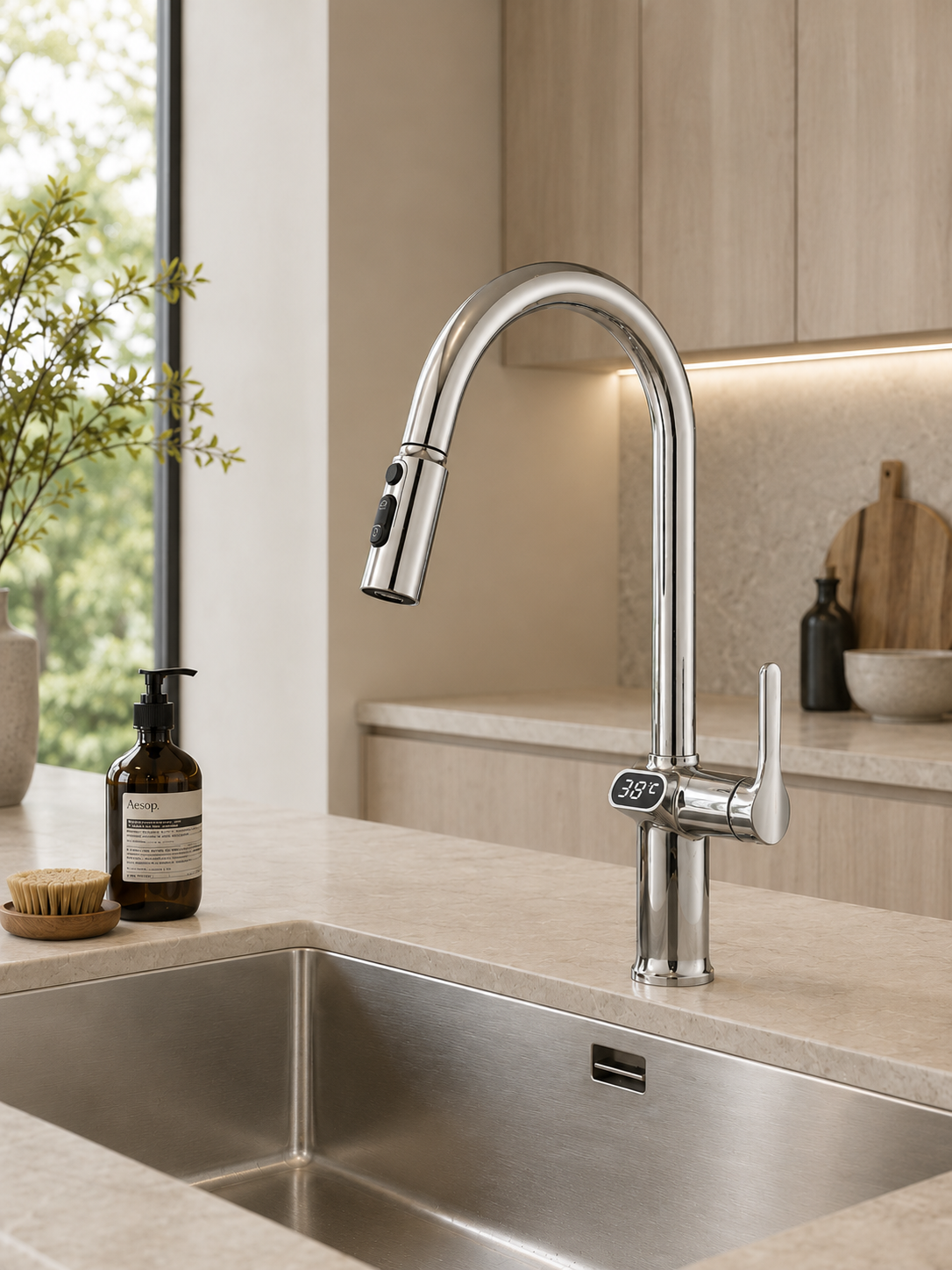 Смеситель для кухни ESKO K15LED с электронным дисплеем вытяжной