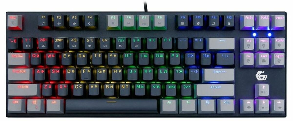 Клавиатура проводная механическая Gembird KB-G600-1, 87кл, Rainbow, коричн. свитчи, 1.8м, черная