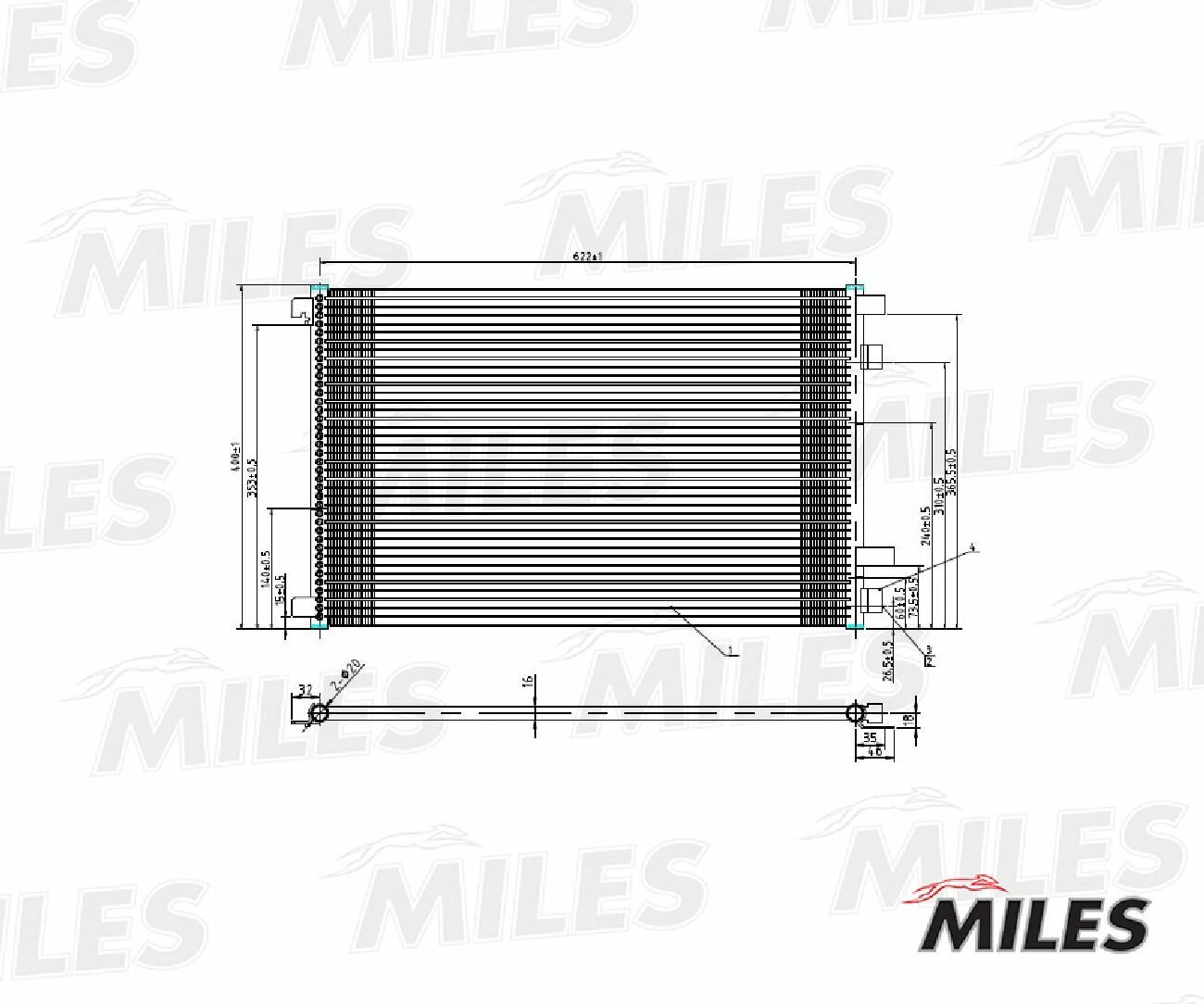 Конденсер RENAULT MEGANE 1.4-2.0/1.5-1.9D 02-, MILES ACCB015