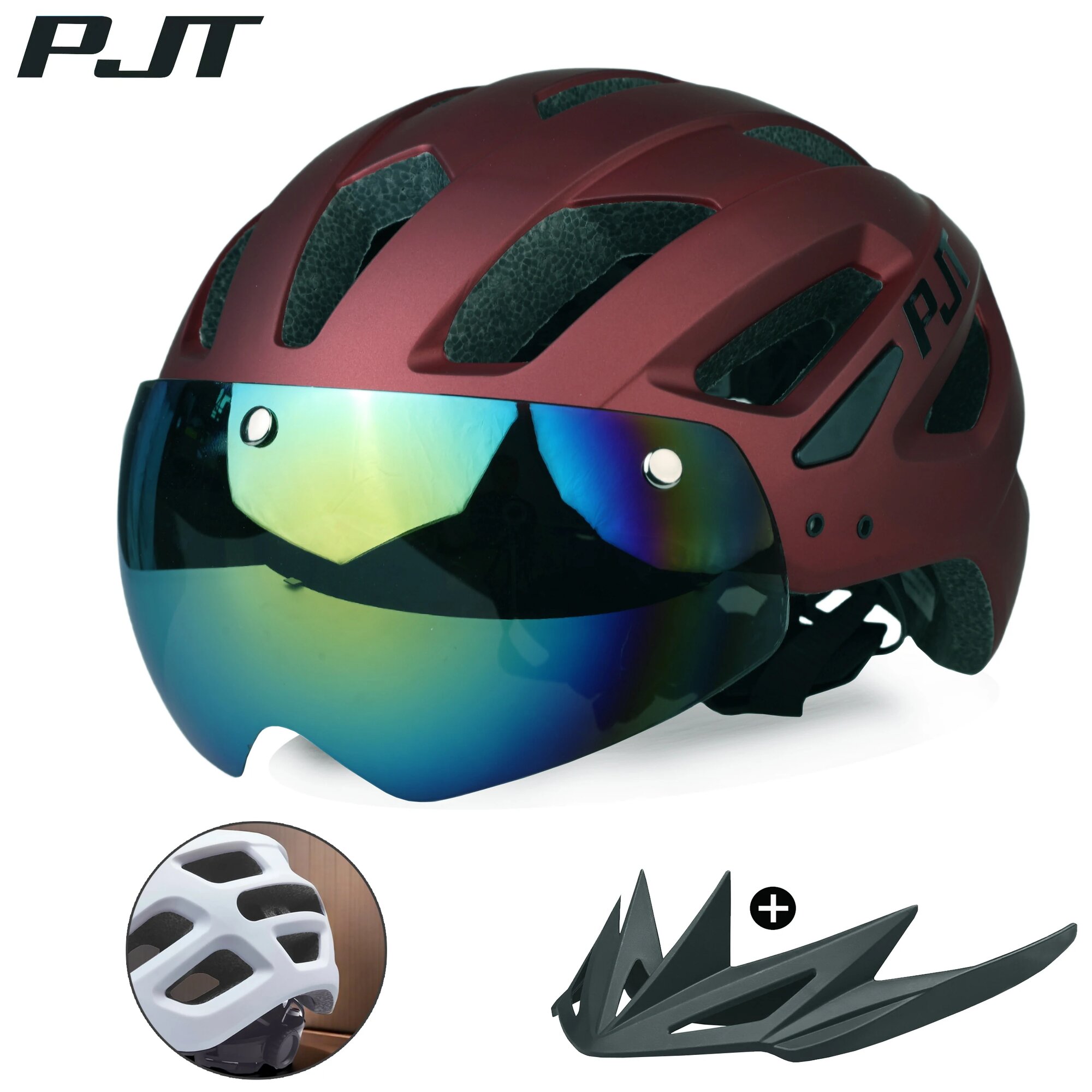 Велосипедный шлем PJT 4 в 1 для взрослых P11A-Wine Red-Color
