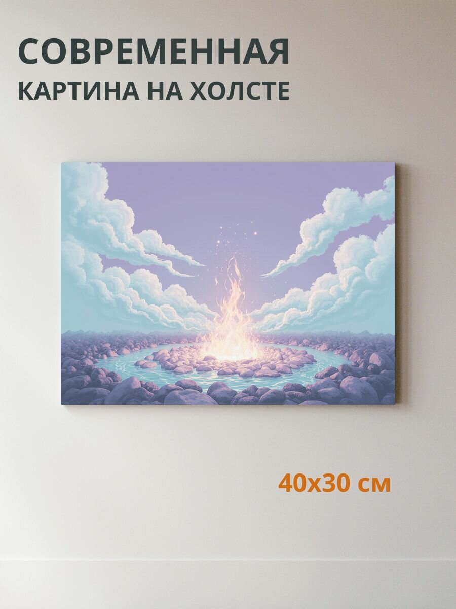 Картина на холсте Огонь/пламя 40x30 см