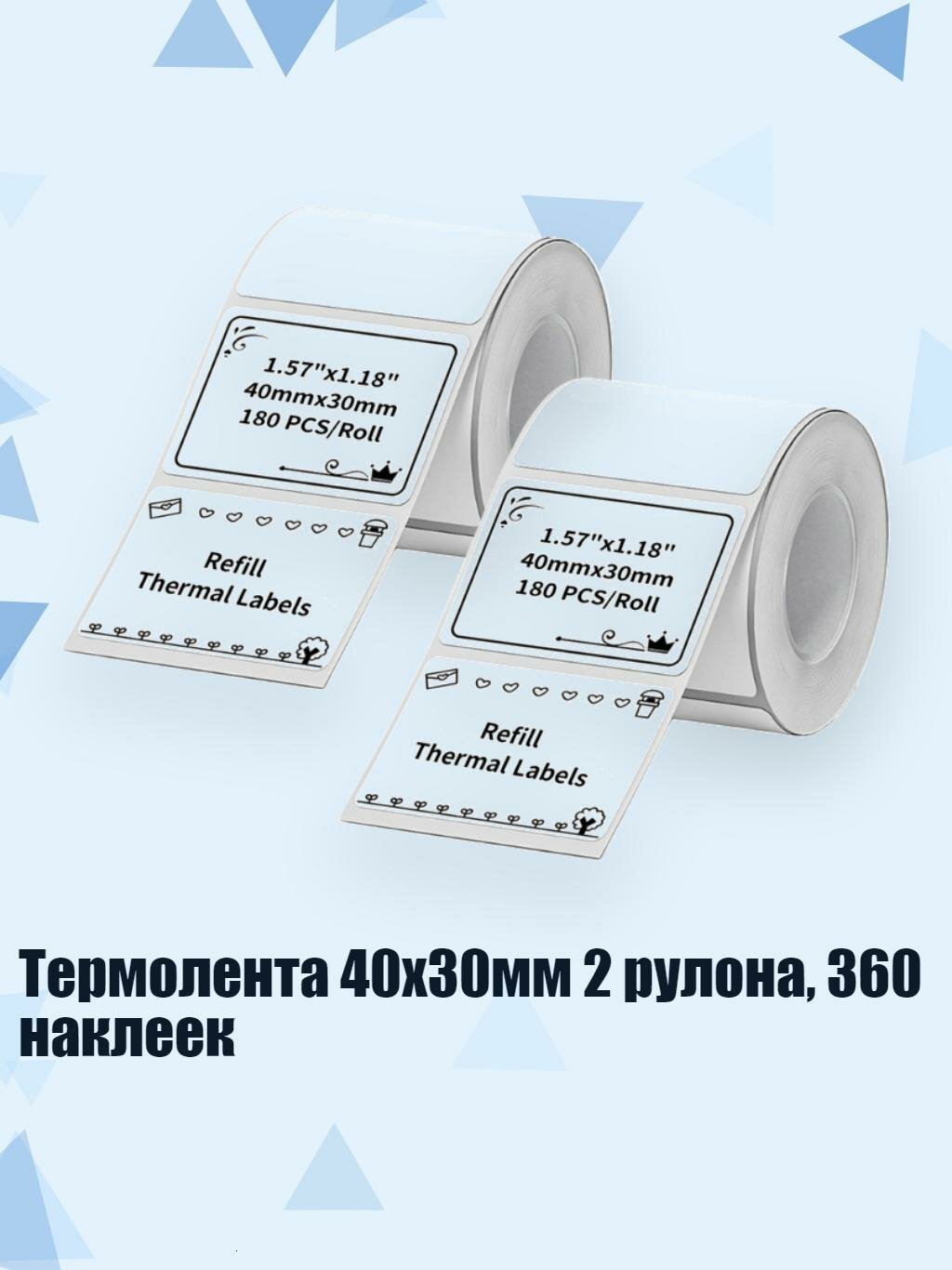Термолента 40x30мм 2 рулона, 360 наклеек