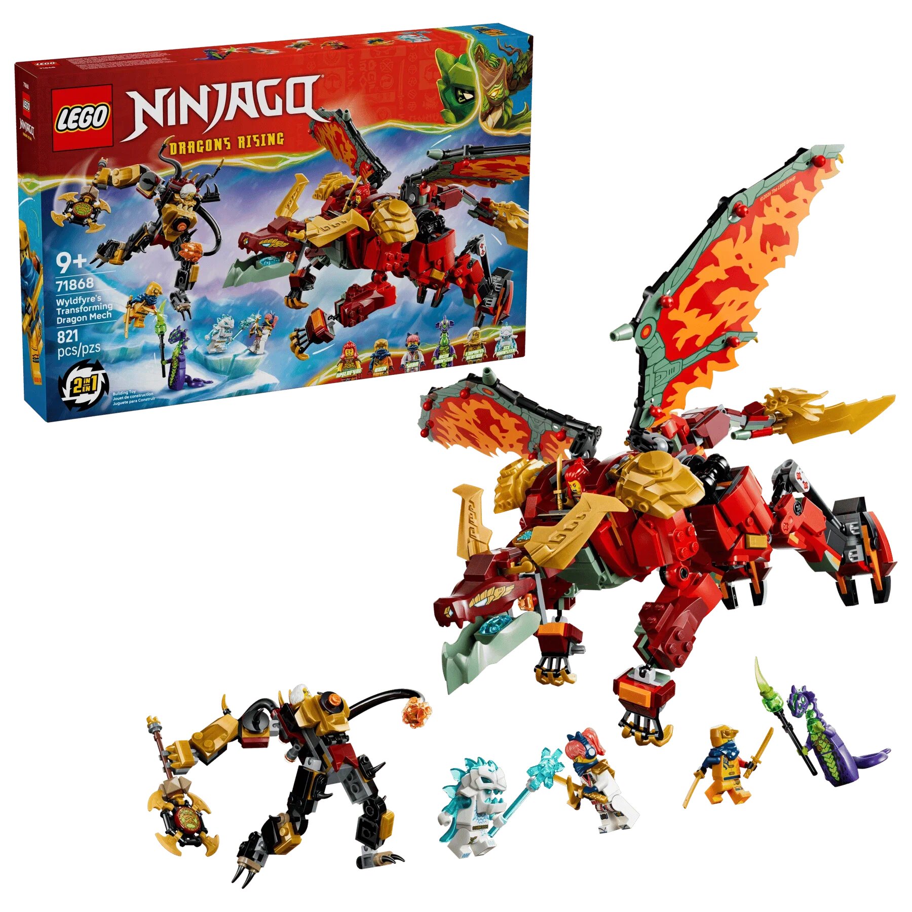 Конструктор LEGO Ninjago Драконий Мех-Трансформер Вайлдфаера 71868, 821 деталь, от 9 лет