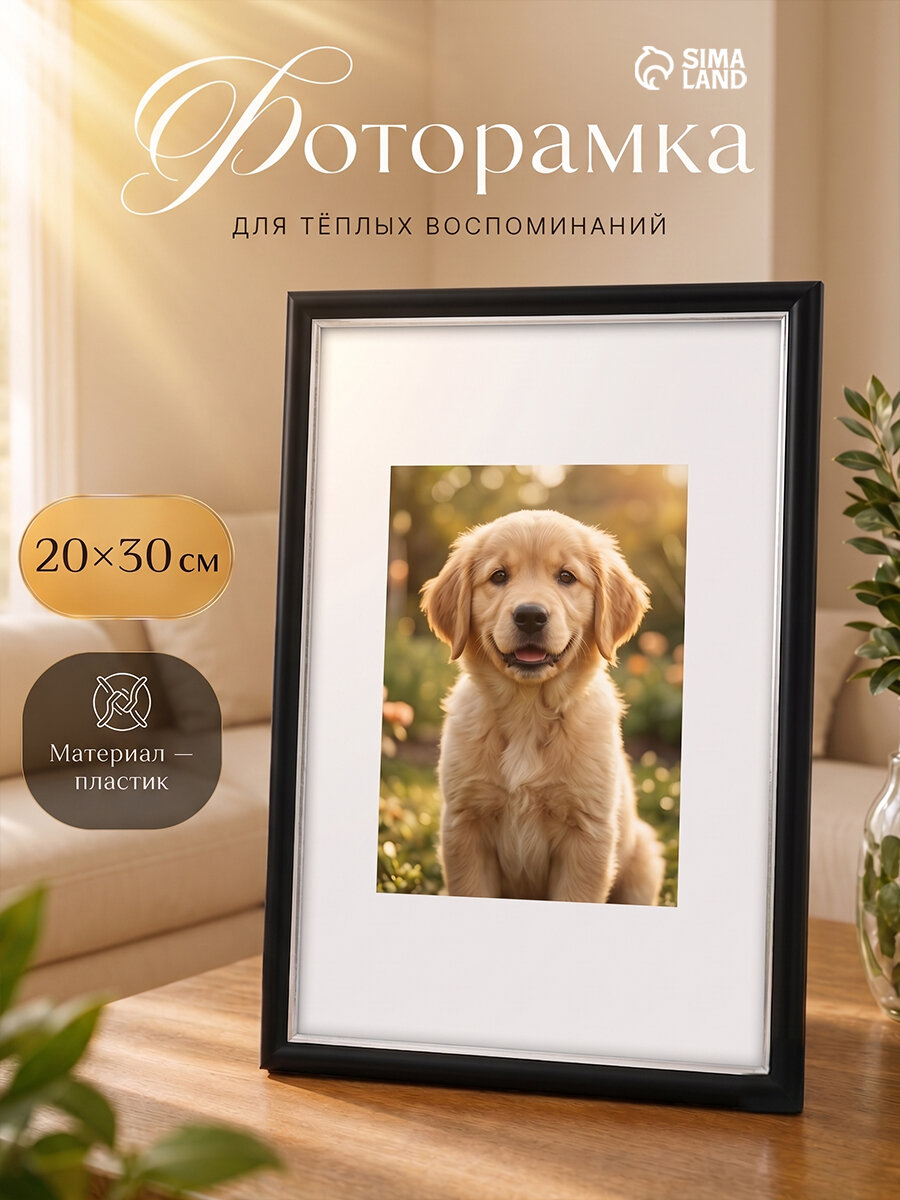 Фоторамка пластик "мирам" 20х30 см, 636477 чёрный (пластиковый экран)