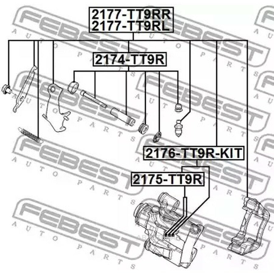 Суппорт задн левый FORD TRANSIT TT9 2006-2013 2177-TT9RL FEBEST 2177TT9RL