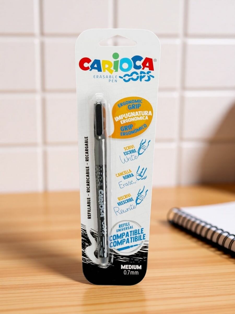 CARIOCA OOPS Pop ручка со стираемыми чернилами 0.7 мм, цвет: черный, 43036/01