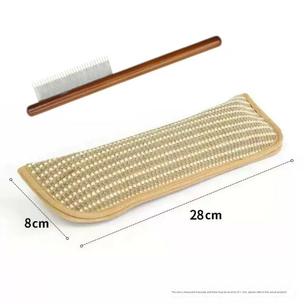 Набор: кошачья пуховая подушка с кошачьей мятой и деревянная расческа для чистки зубов, маленький размер