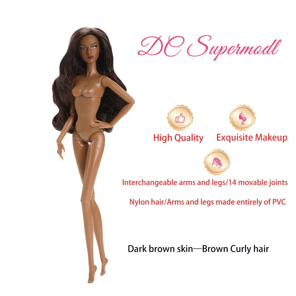 Кукла DCSupermodel, Dark brown skin A24, 32 см
