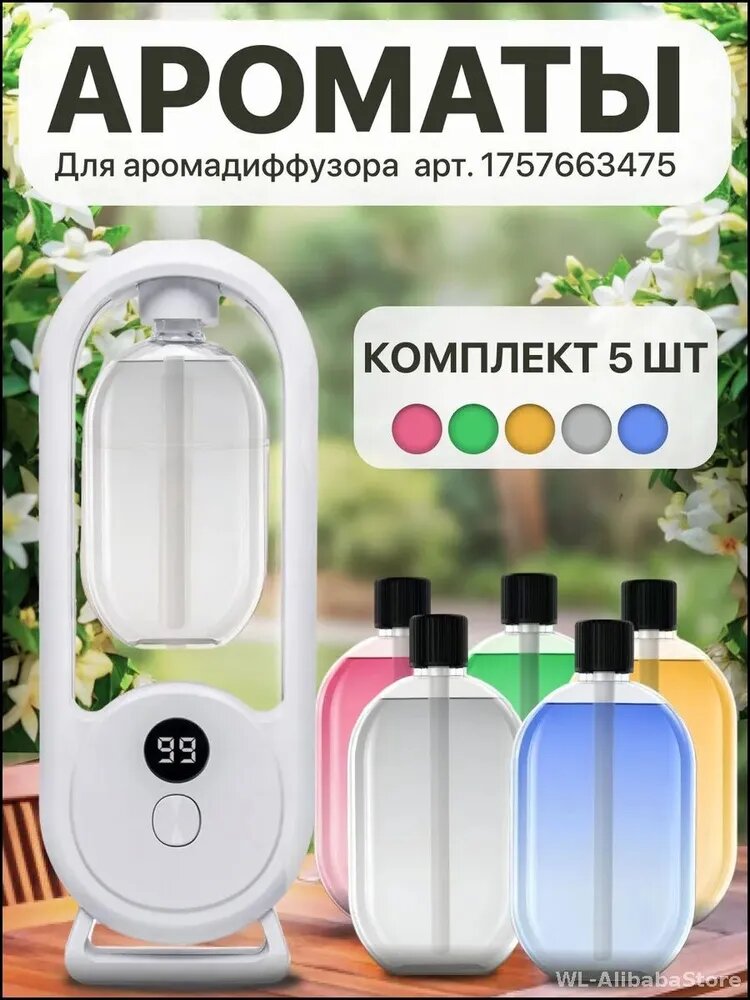Ароматы для аромадиффузора арт. 1757663475, комплект 5 шт, Шангри-Ла, Белый