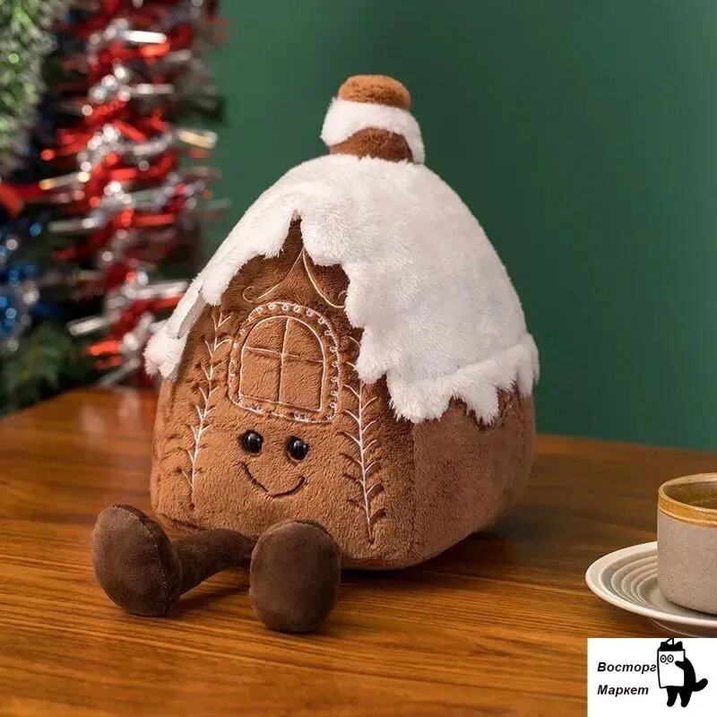 Мягкая игрушка пряничный домик 32 см, хлопок, Китай