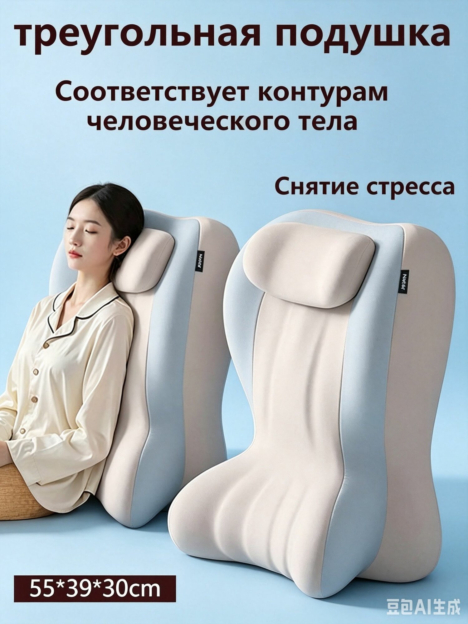 Подушка-валик, memory foam, высота 55 см