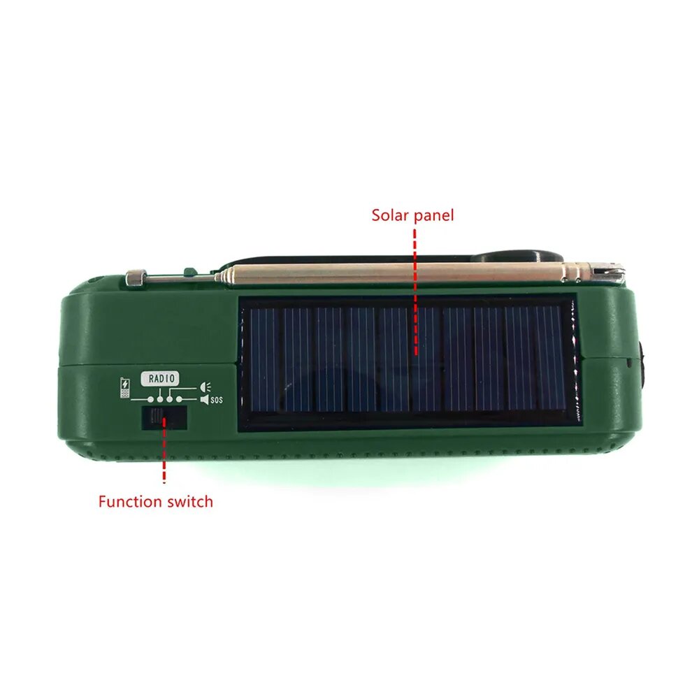 Фонарь ручной AM/FM/SW1/SW2 World Receiver с солнечной панелью и рукояткой — фото 1