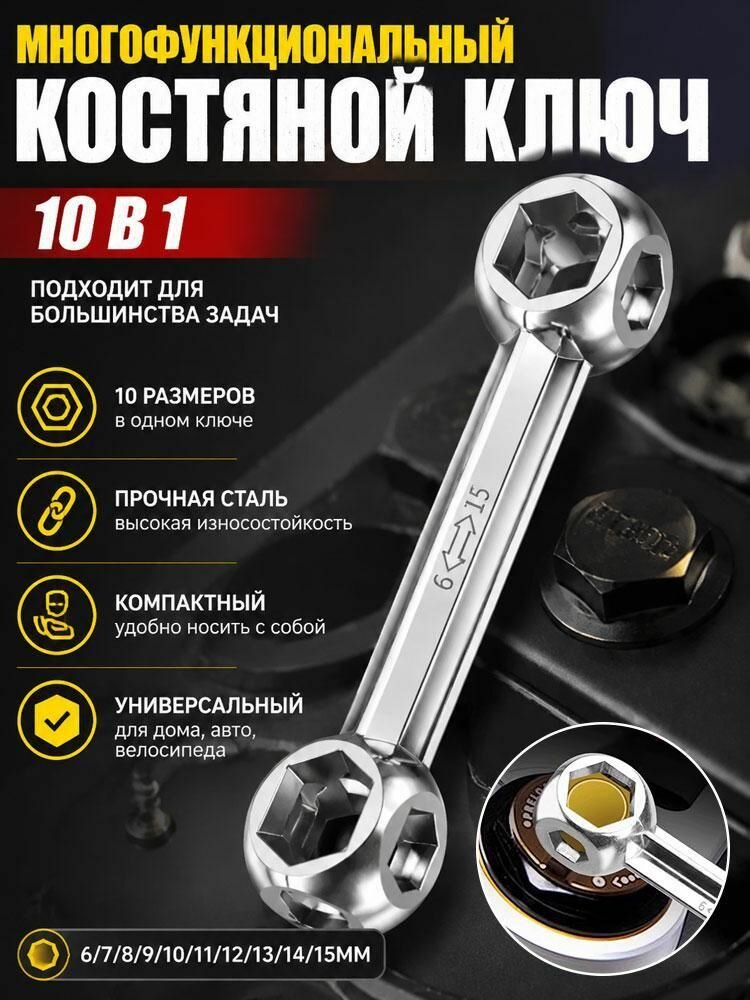 Ключ универсальный для электрошкафов, электрощитов, трехгранный 10 в 1
