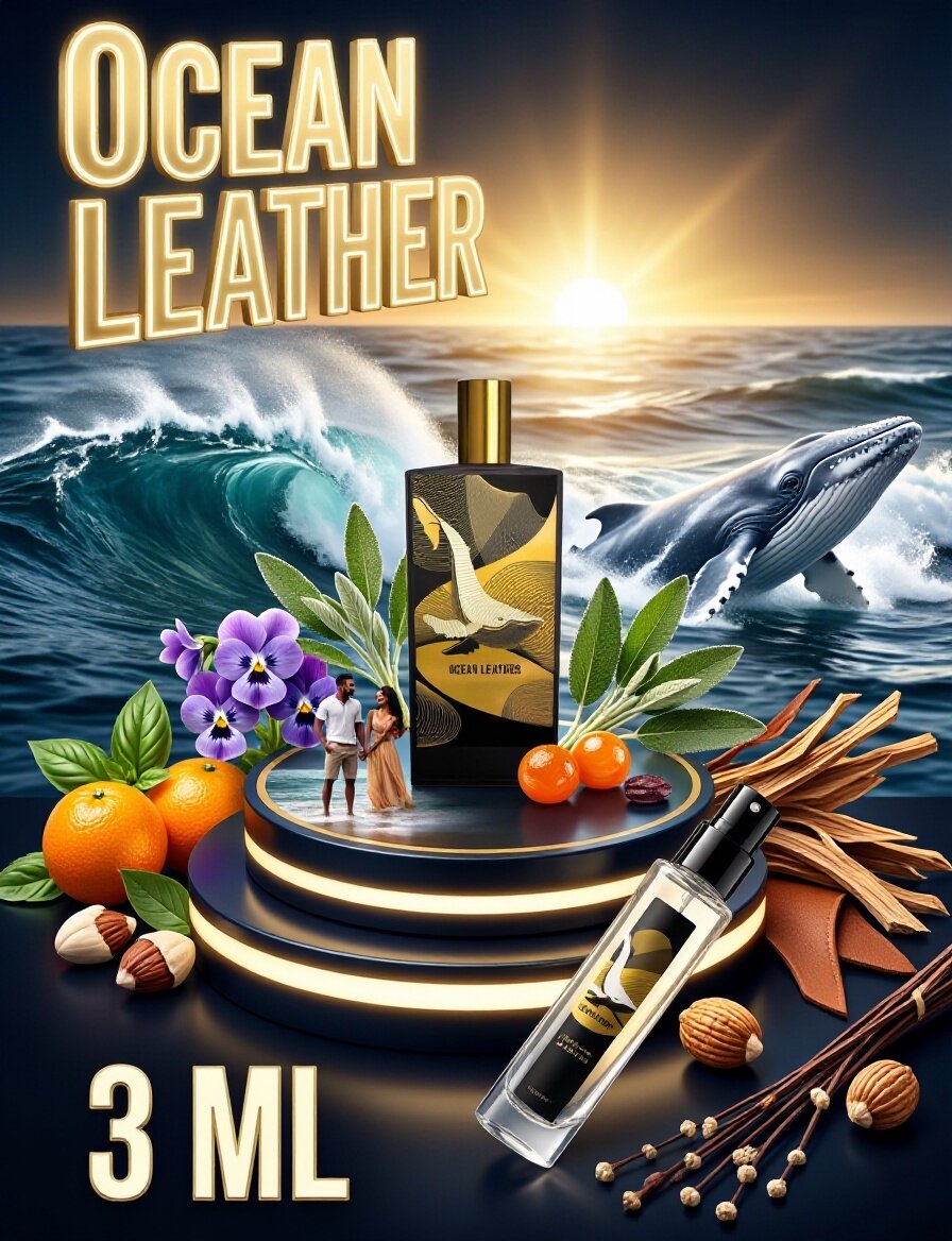 Ocean Leather (Океанская кожа), пробник, масляные духи, спрей 3 мл, кожано-фужерный унисекс аромат (Швейцария)