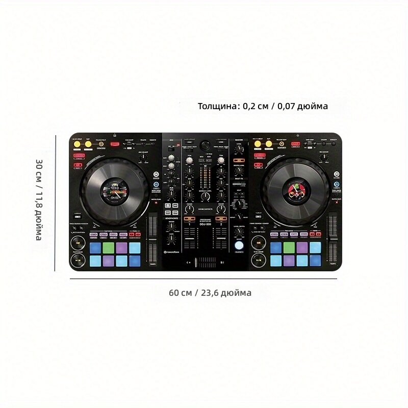 Большой коврик для стола с дизайном DJ микшера, 60x30 см, нескользящий, для мыши и клавиатуры, для домашней студии и DAW-контроля, подарок для диджеев и музыкантов