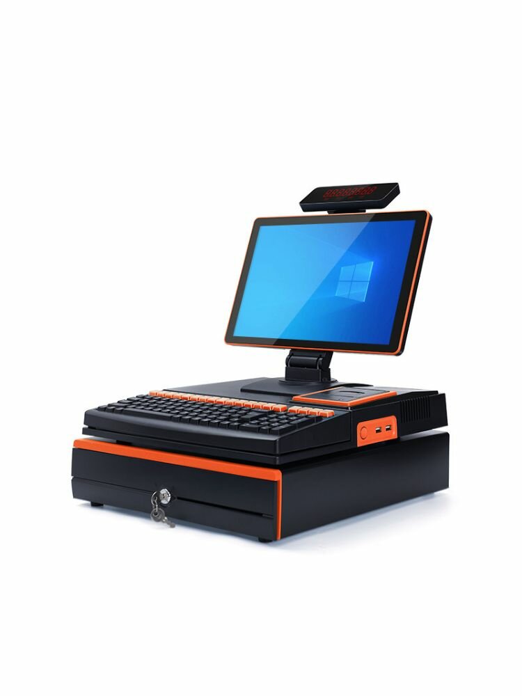 POS-компьютер, установлена русская версия системы Windows, двойной экран на передней и задней панели