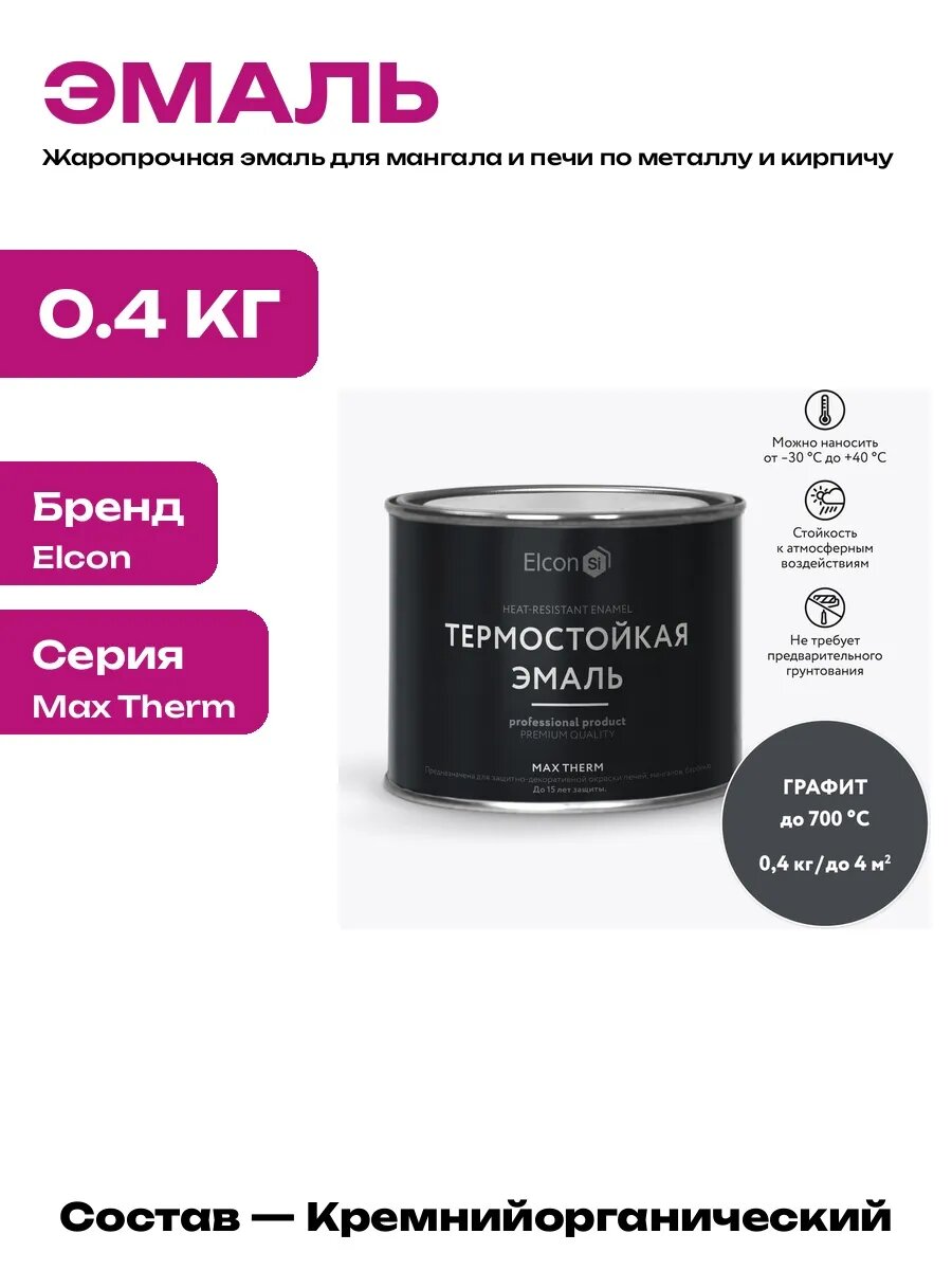 Краска термостойкая 700 градусов для печей и мангалов графит