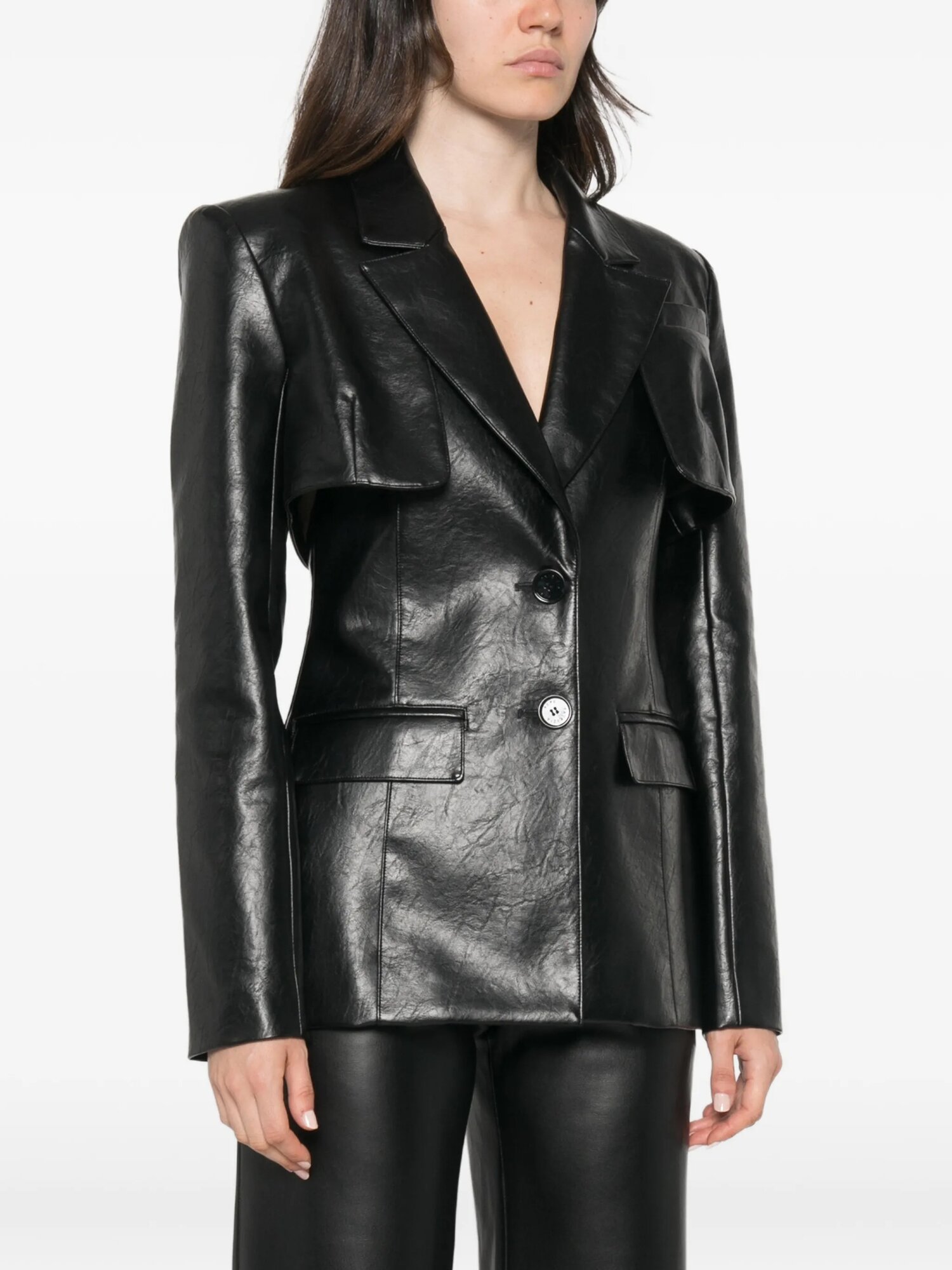 Пальто PATRIZIA PEPE Cut-out coated blazer, размер 46, черный — фото 1