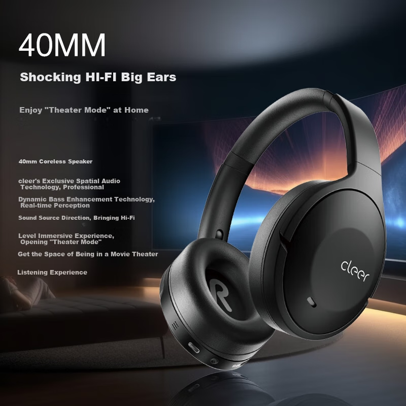 Наушники Cleer Endurose Over-Ear с активным шумоподавлением и Hi-Res аудио, цвет мика грей, долгий срок службы батареи