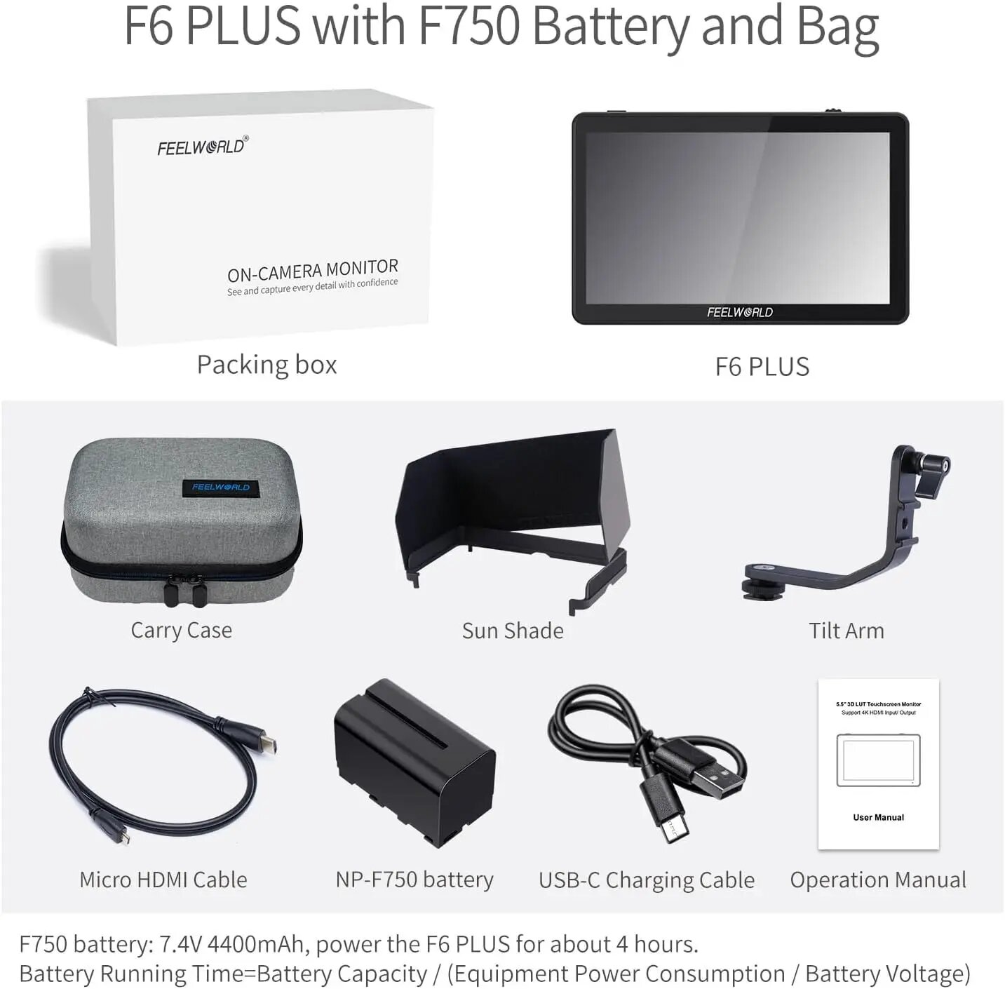 FEELWORLD F6 PLUS V2 4K Монитор 6 дюймов