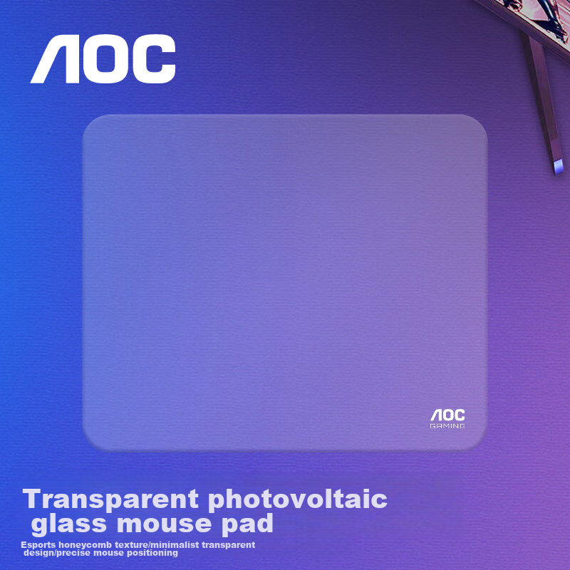 AOC Transparent Photovoltaic Glass Professional Gaming Mouse Pad, Medium And Small Sizes, 360x300x3mm, FPS Smooth Hard Durable Desk Mat, G52M/93
