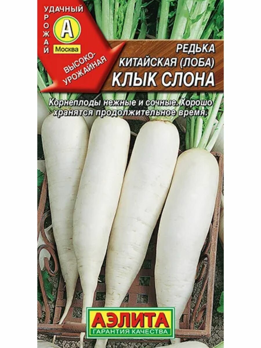 Редька семена китайская Клык слона 1 г. Нежные и сочные белые корнеплоды с длительным сроком хранения