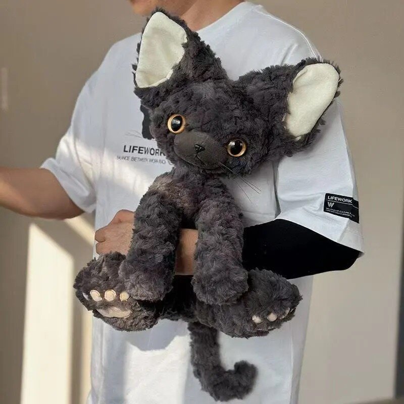 Мягкая игрушка Немецкий кот, кот Девон,40 см Черно-белый микс