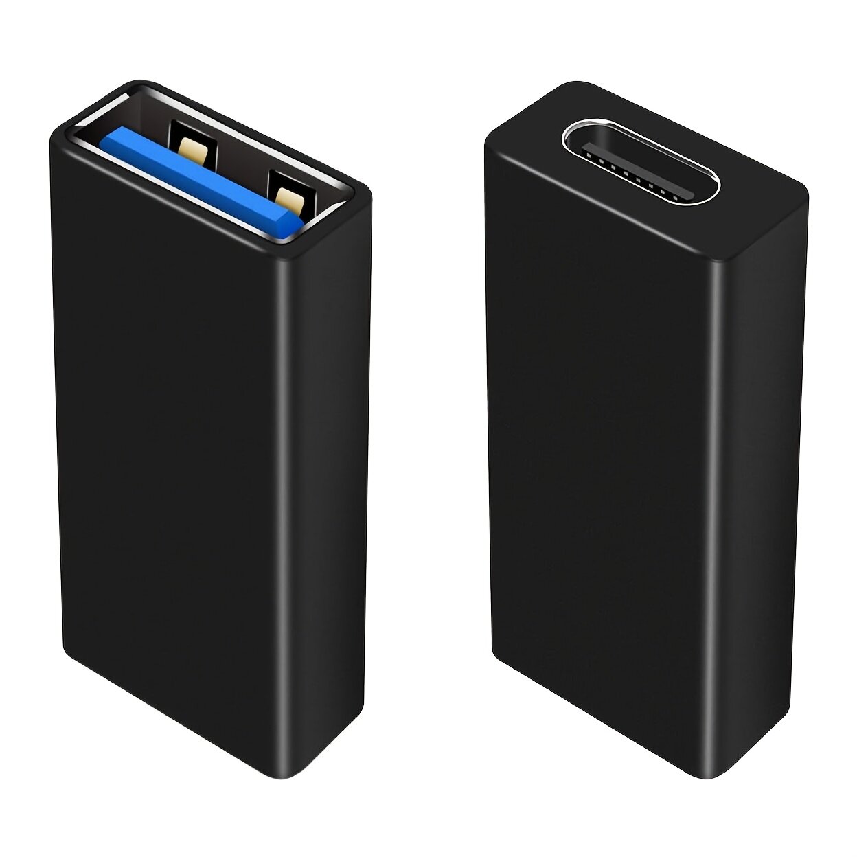 Переходник USB-A (мама) на USB-C (мама) 10 Гбит/с, поддержка питания и данных, OTG-адаптер, черный, 2 шт, для ноутбуков и MacBook Pro