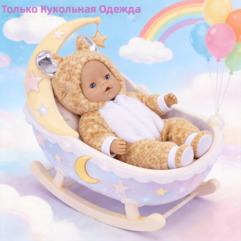 Набор одежды для куклы из леопардовой серии: желтый комбинезон с шапочкой с ушками и туфельками, мягкий и нежный, без куклы, подарок на праздники