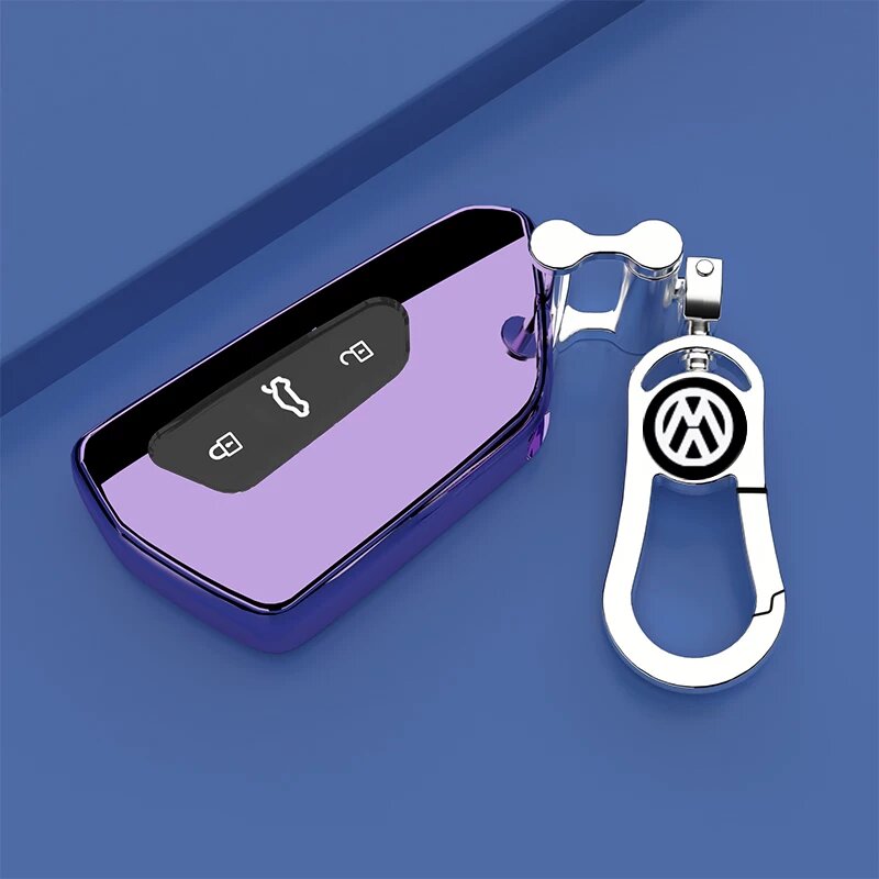 Премиум фиолетовый чехол для ключа с металлическим креплением для Volkswagen ID.3 (модели 2021-2025) - Прочный защитный