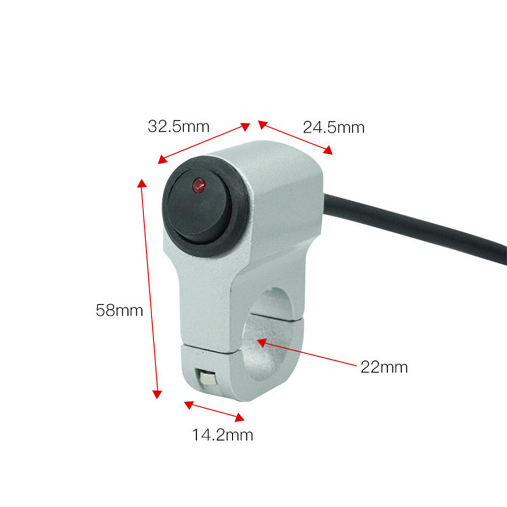 Кнопка Переключения Фар Для Мотоцикла 12V 22Mm Серебристый С Индикаторным Светом Для Руля Диаметром 22Mm