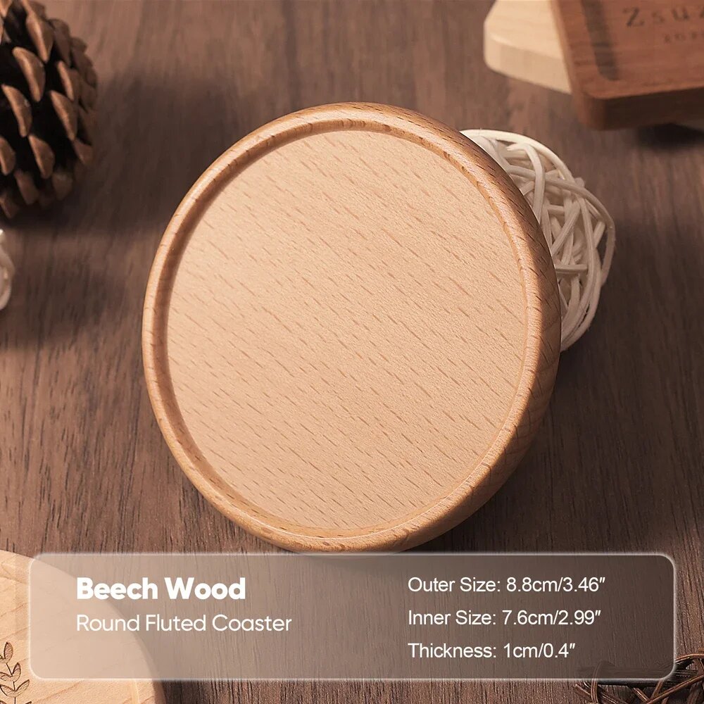 Деревянные подставки Beech Wood Round Fluted, 8.8x3.46 см