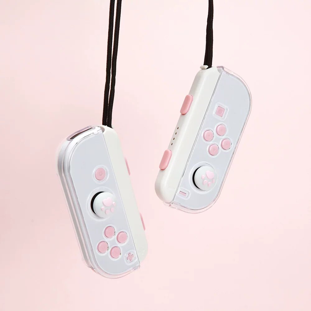 Полнофункциональный беспроводной сменный грип для Nintendo Switch с розовым корпусом и белыми кнопками