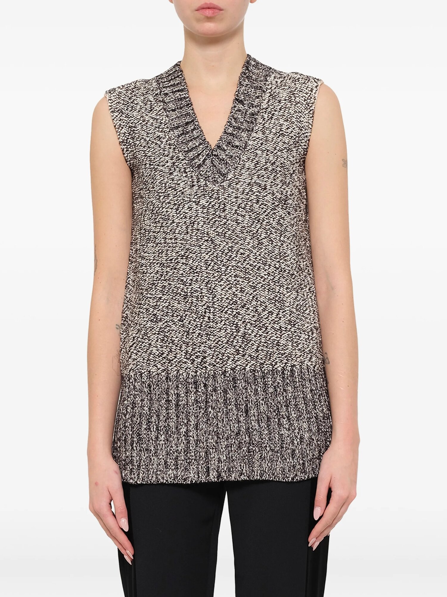 Топ Marl-knit V-neck top