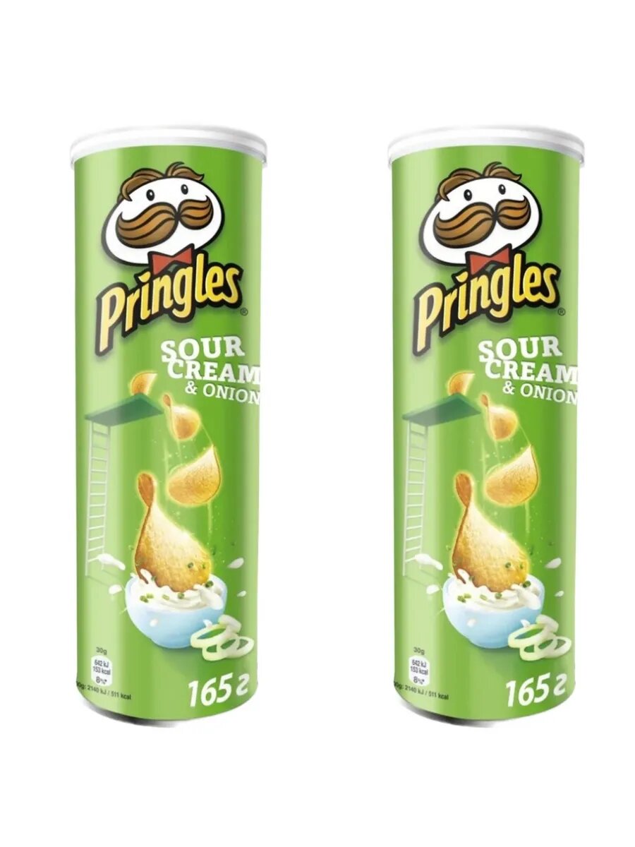 Pringles Чипсы картофельные Сметана и Лук, 2 шт по 165 г