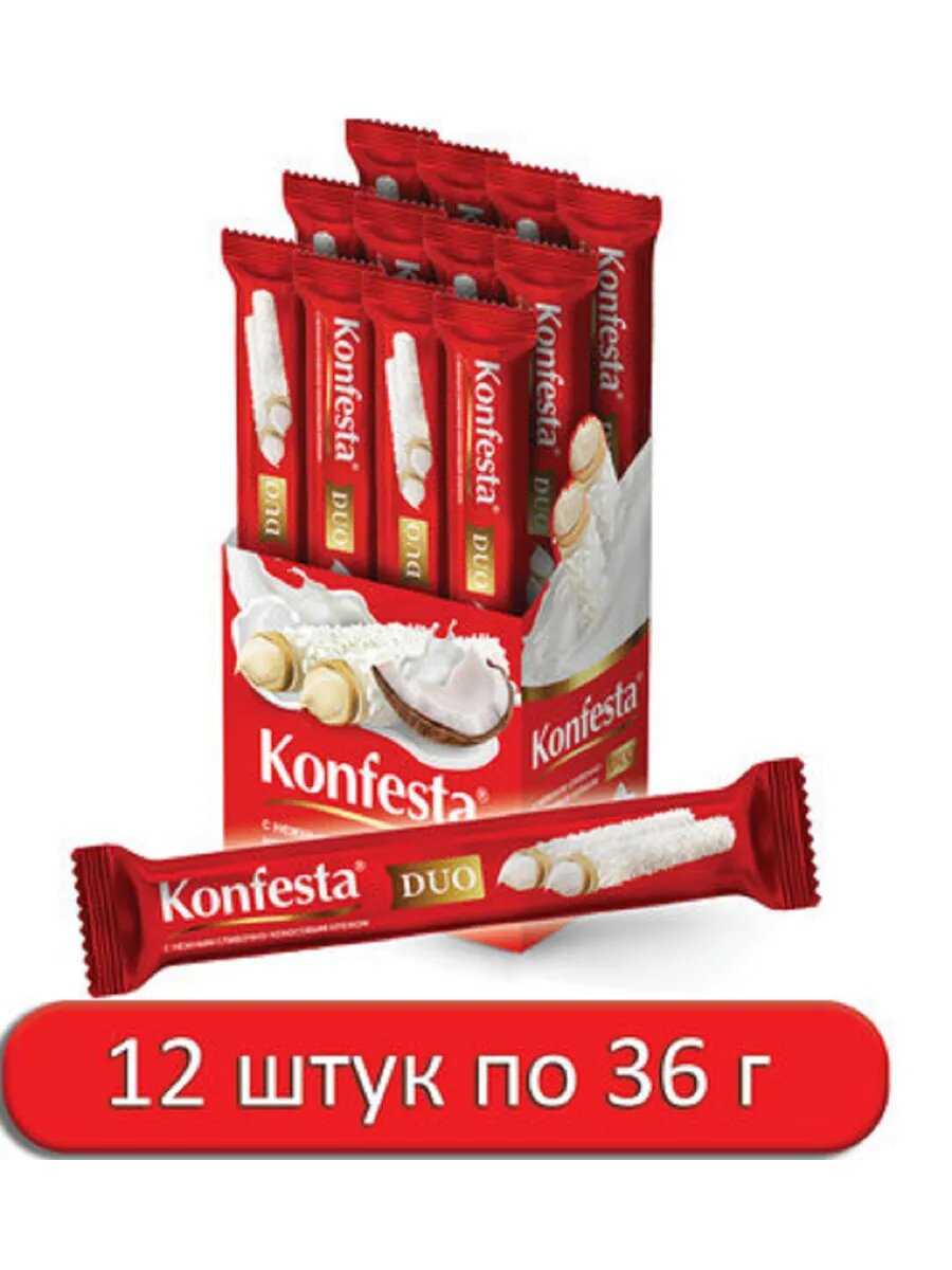 Konfesta Конфеты со сливочно-кокосовым кремом, 12 шт по 36 г